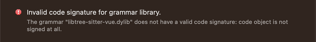 Invalid code signature for grammar library - Get Help - Nova Developer ...